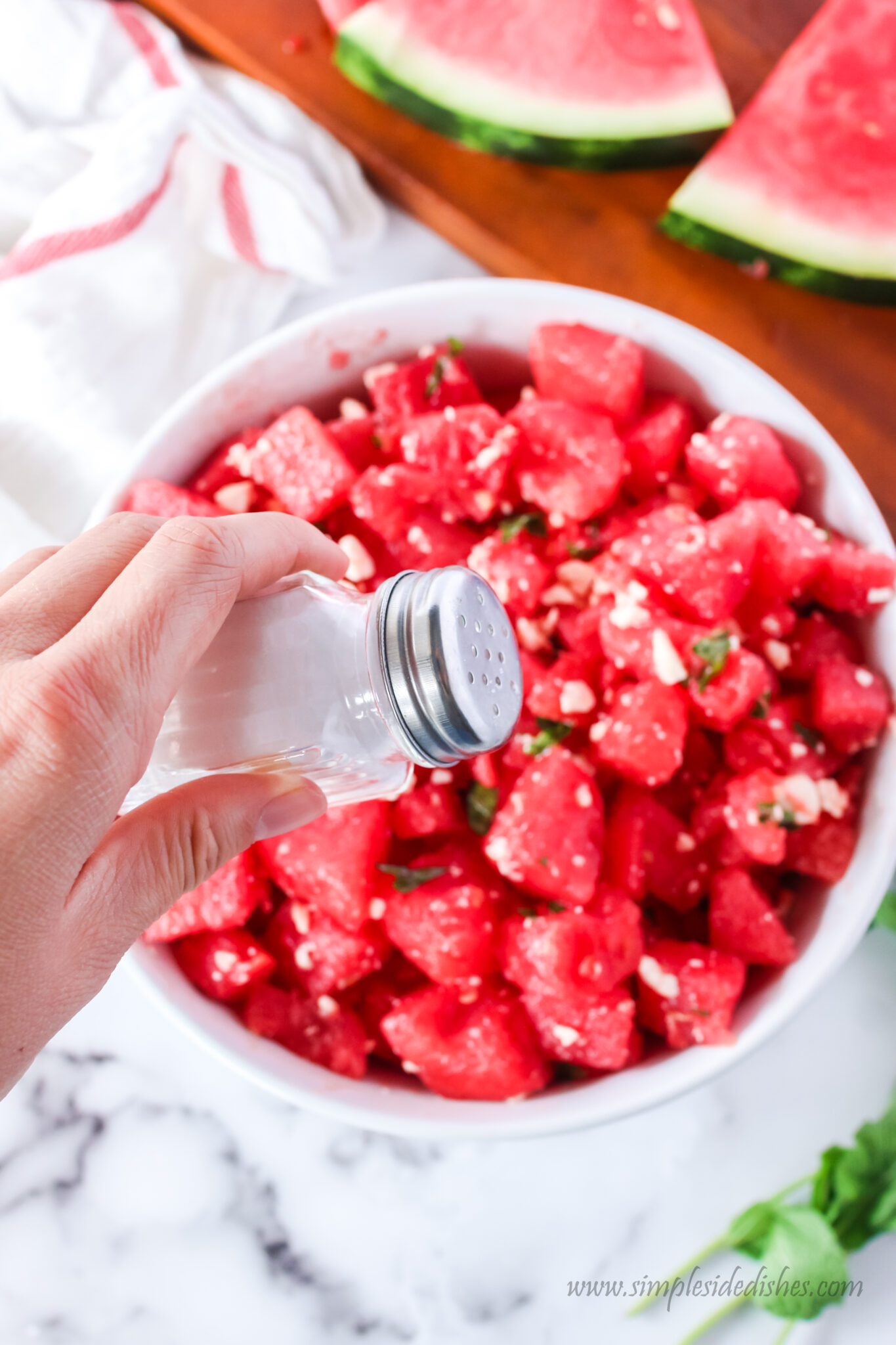 Watermelon Mint Salad - simplesidedishes.com